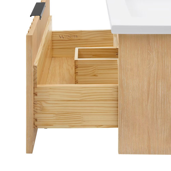 Ebern Designs Kaiyu 24" Single Bath Vanity in Washed Ash Grey with Drop ...