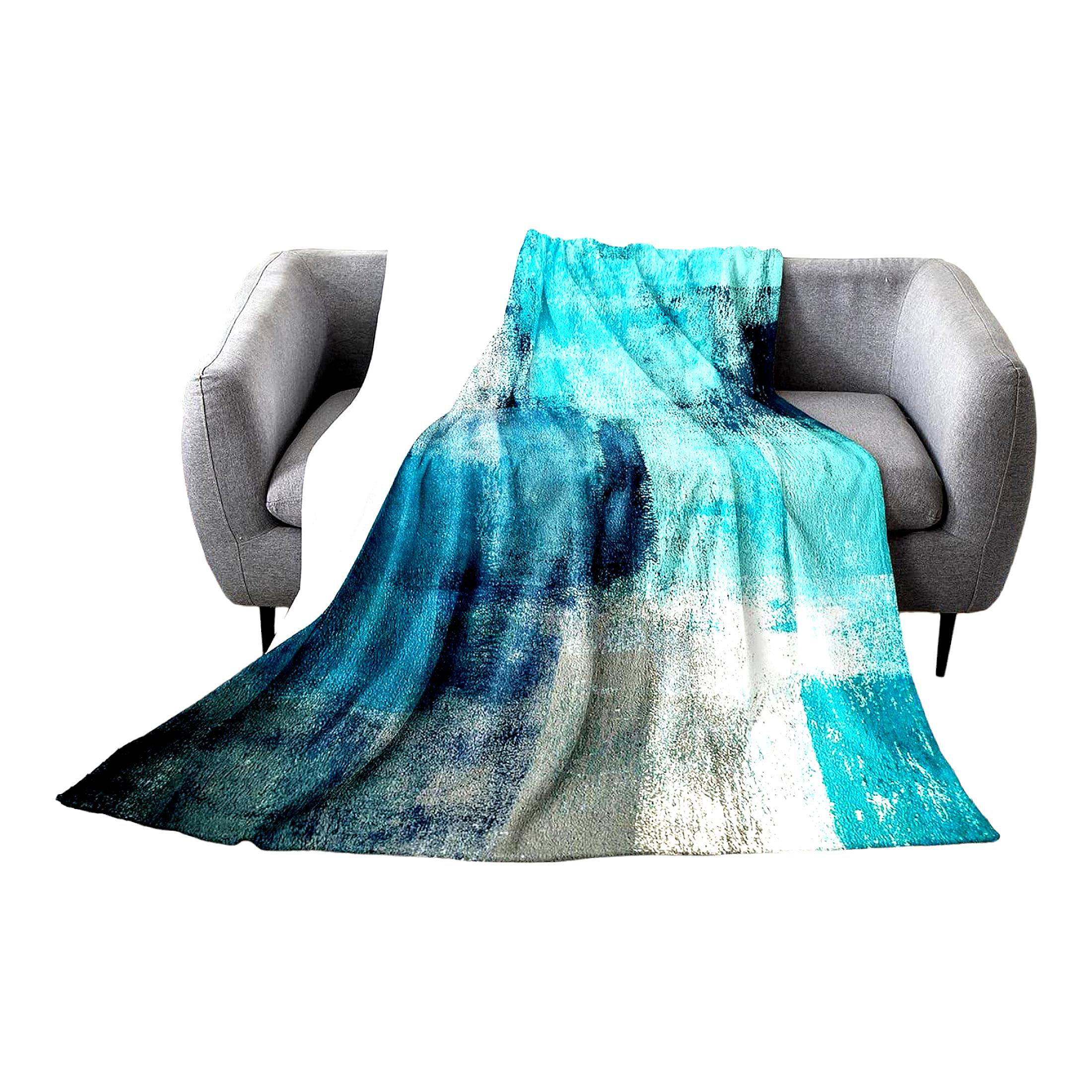 BRBCA TealDreams All-Season Ombre Fleece Blanket - Vintage Watercolor ...