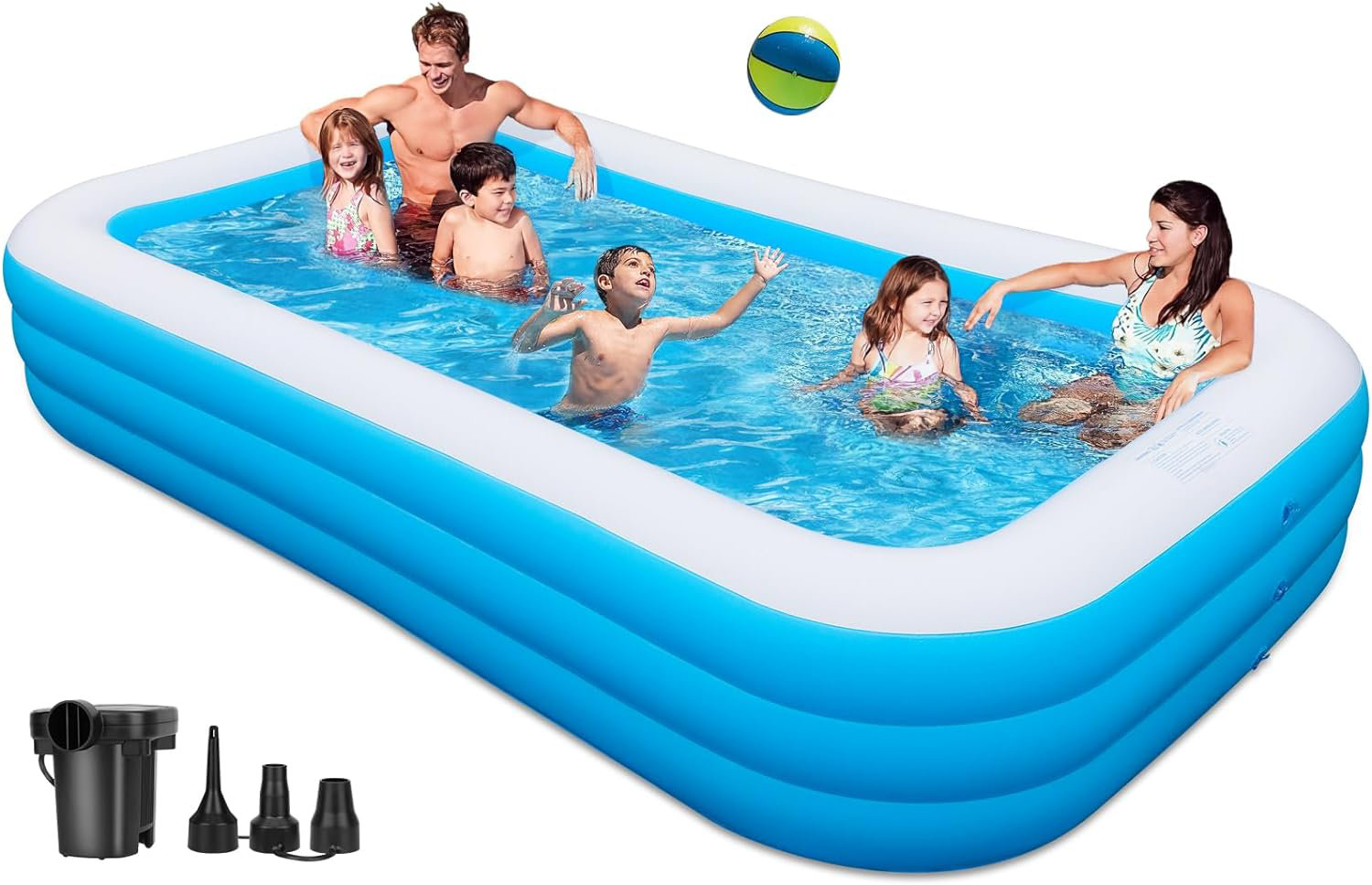 Utibia Large Inflatable Pool with Pump - 130'' x 72'' x 22'' Family ...