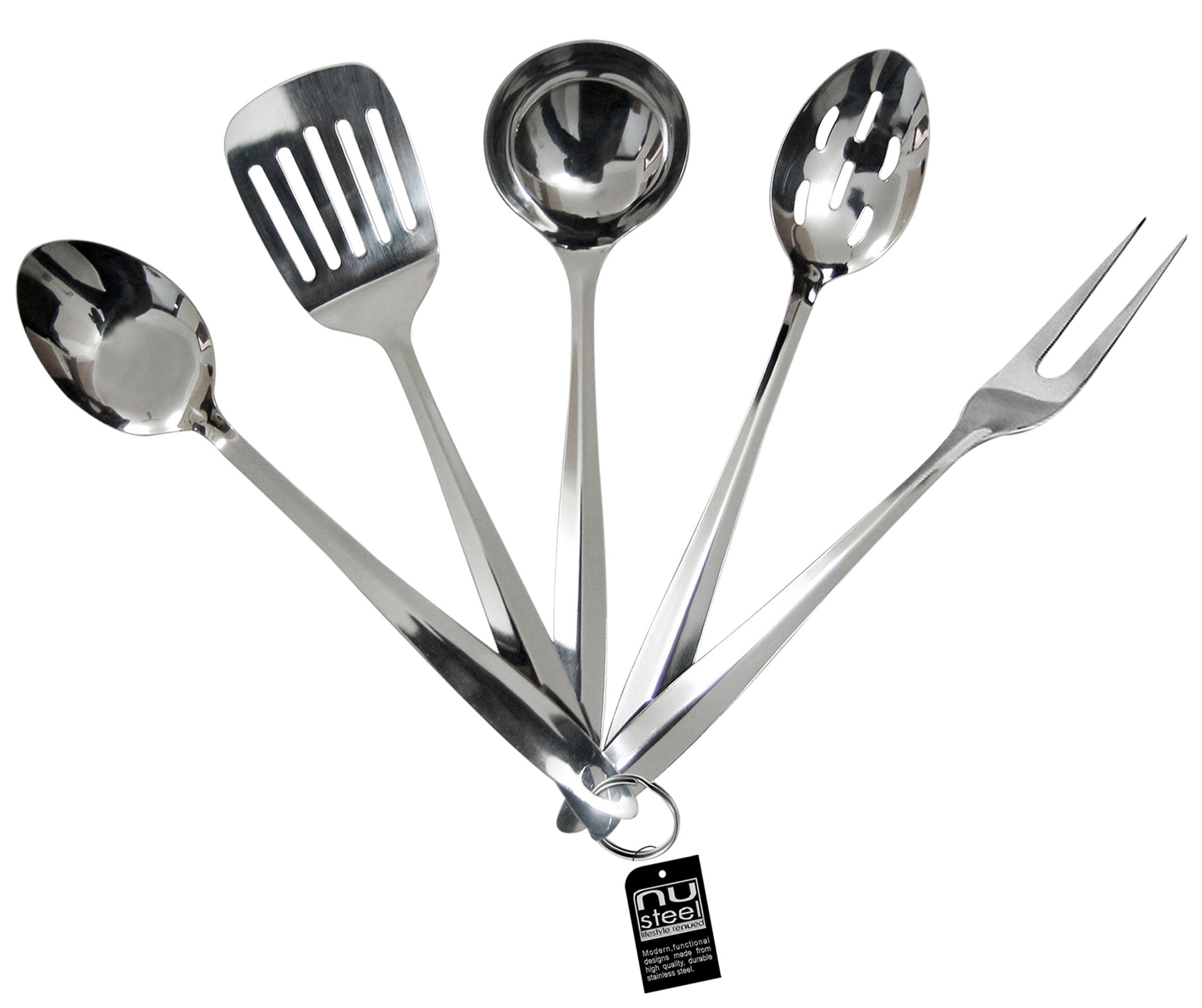 NU Steel Steel 5-Piece Kitchen Utensil Set & Reviews | Wayfair
