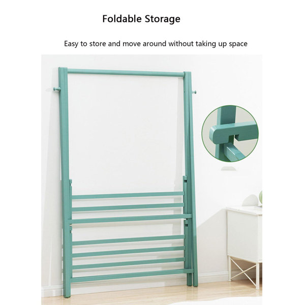 Rebrilliant Nashiem 26" W Clothing Garment Rack Clothes Rack Wooden ...