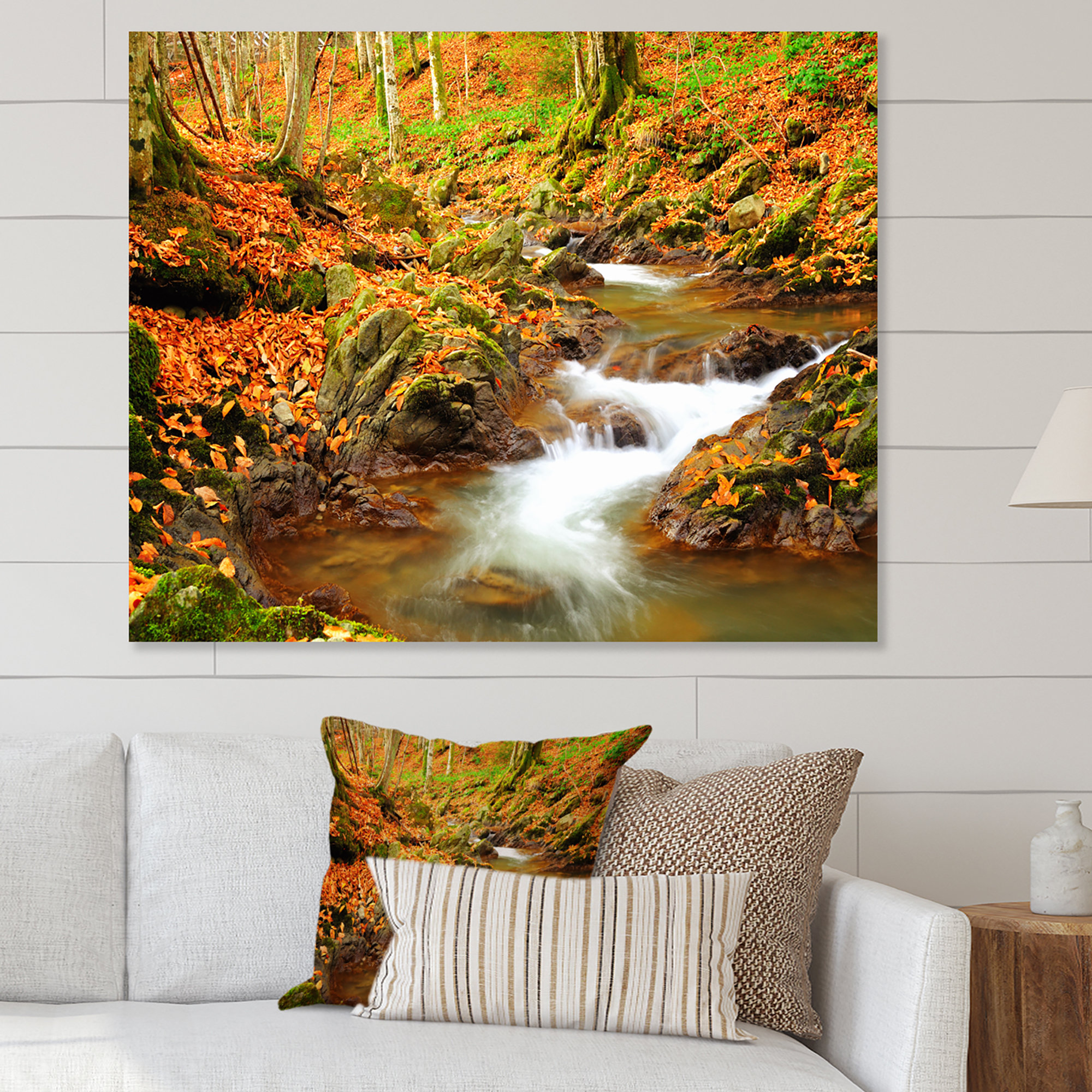 Millwood Pines Beautiful Autumn Forest River II - Traditional Canvas ...