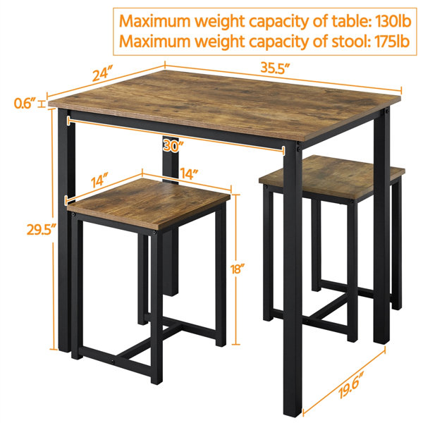 Latitude Run® 3 - Piece Dining Set & Reviews | Wayfair
