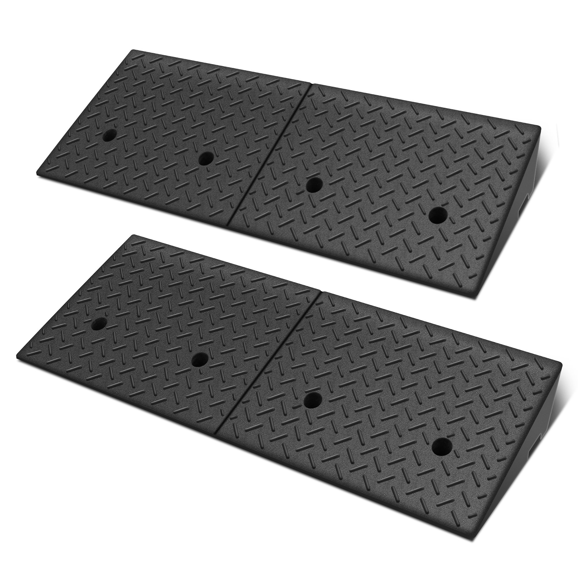 DNA Motoring 2pcs Rise Rubber Curb Ramp Heavy Duty Loading Driveway ...