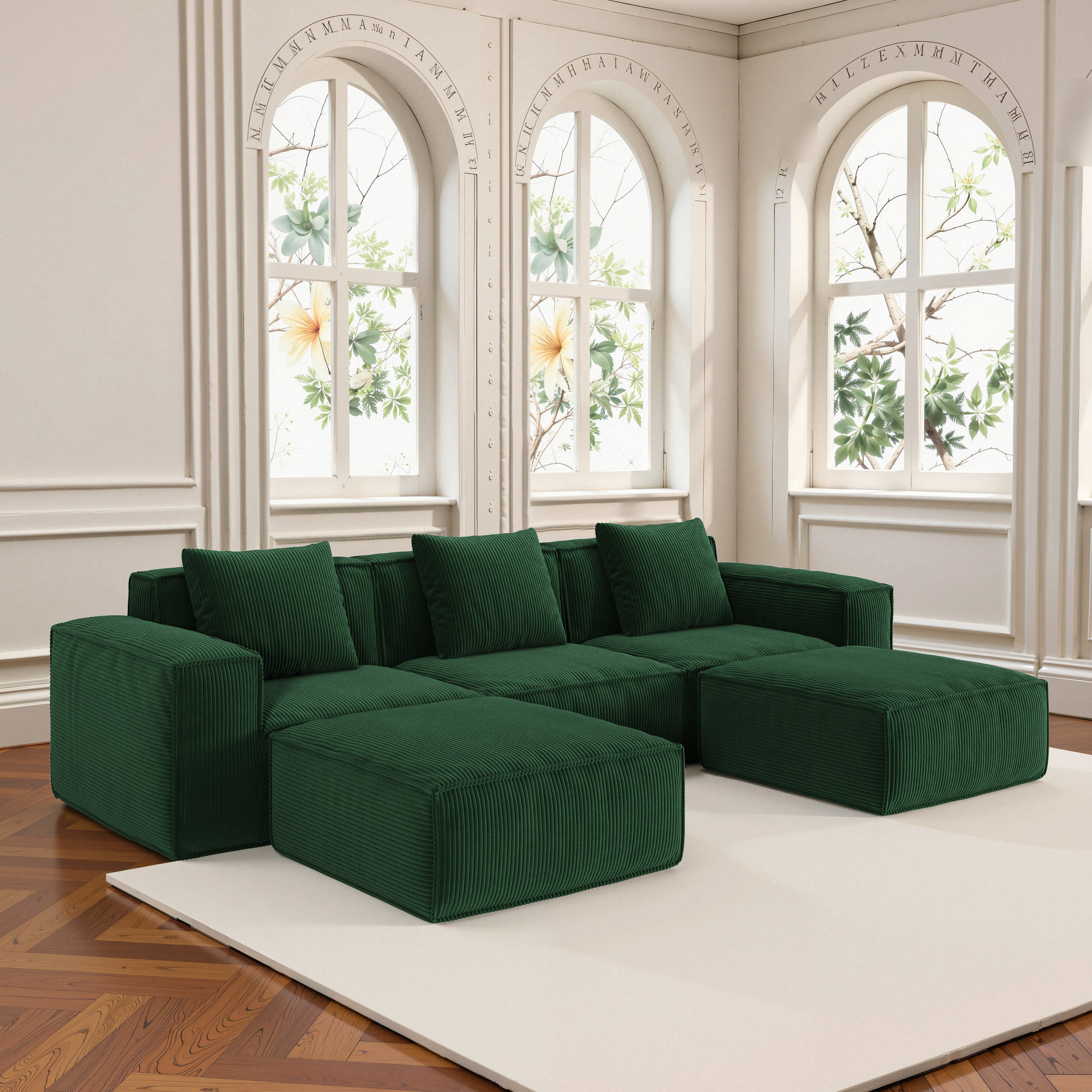 Latitude Run® 118-Inch Extra-Long Convertible , Soft Cloud Velvet ...