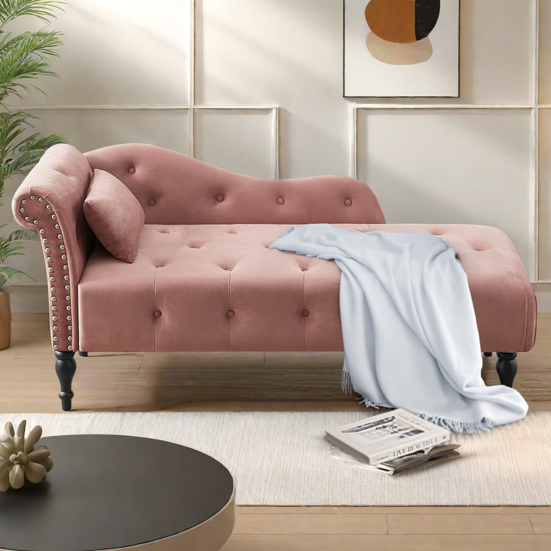 House of Hampton® Velvet Chaise Lounge with 1 Pillow & Reviews | Wayfair
