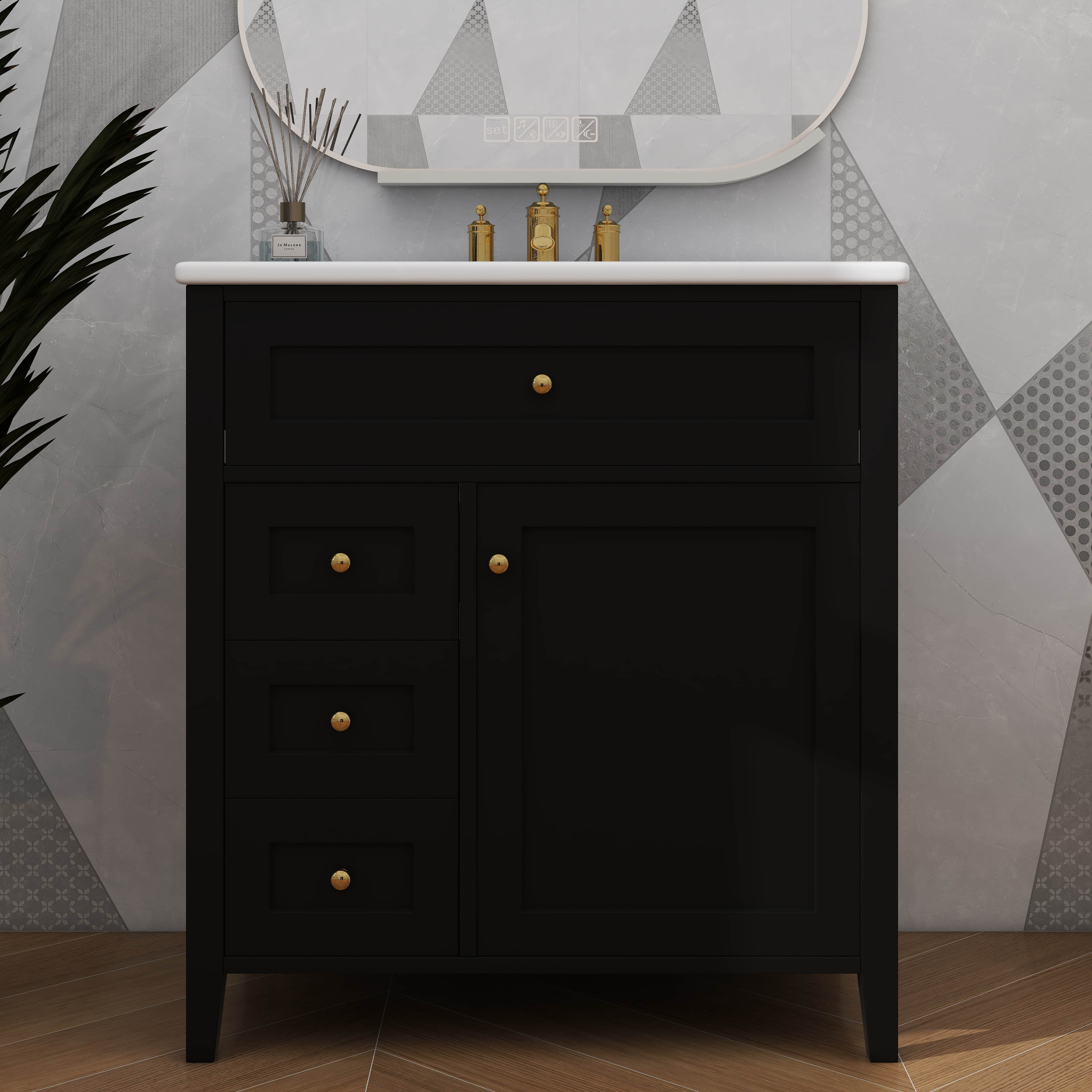 Winston Porter 30" Bathroom Vanity With Sink, Includes One Tip-Out ...