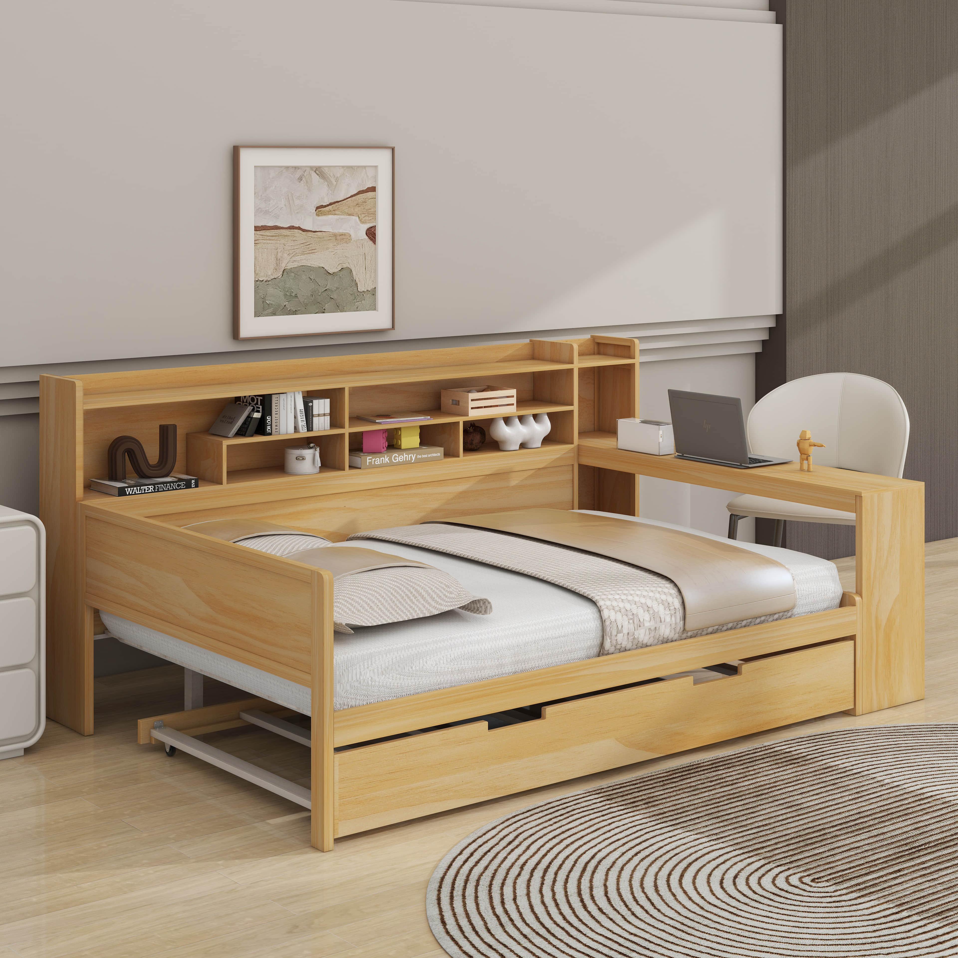 Lark Manor™ Daybed With Trundle Bed And Study Desk | Wayfair