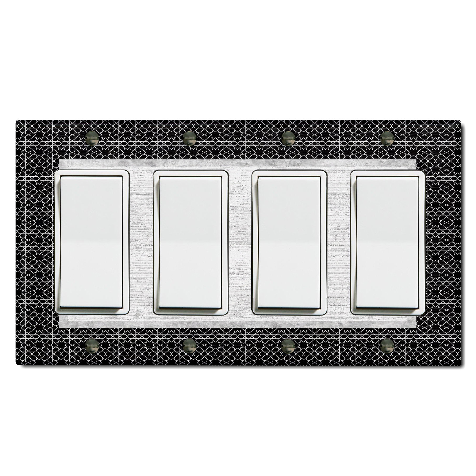 WorldAcc Metal Light Switch Plate Outlet Cover (Geometric Shape Gray ...