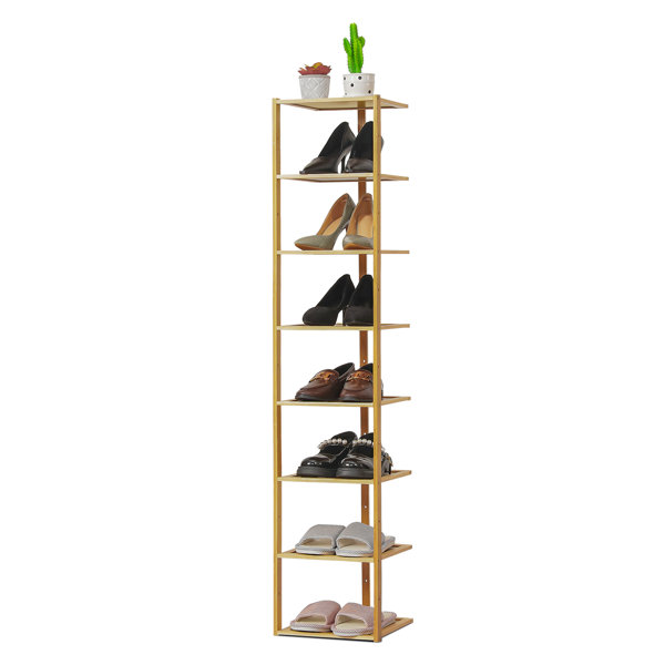 MoNiBloom 8 Tiers Corner Bamboo Shoe Rack, Storage Shoes Stand 8 Pairs ...