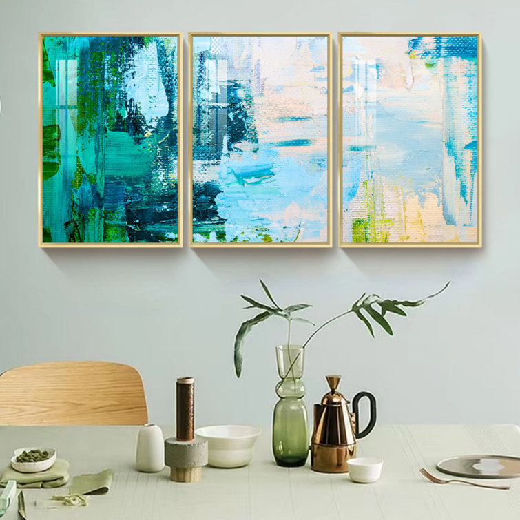 Brayden Studio® ABSTRACT Wall Art - 3 Piece Picture Frame Painting on ...