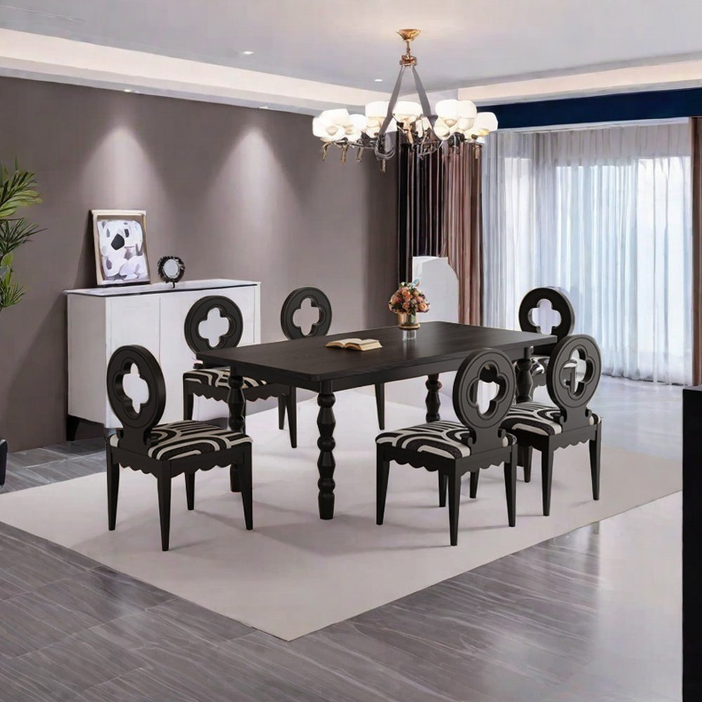 Beicang Home Vintage solid wood rubber wood dining table set | Wayfair