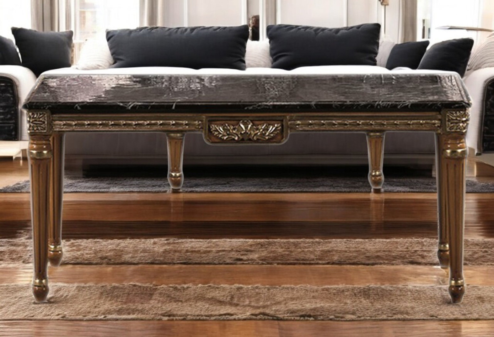 Infinity Furniture Import Elegant Black Marble & Gold Coffee Table ...