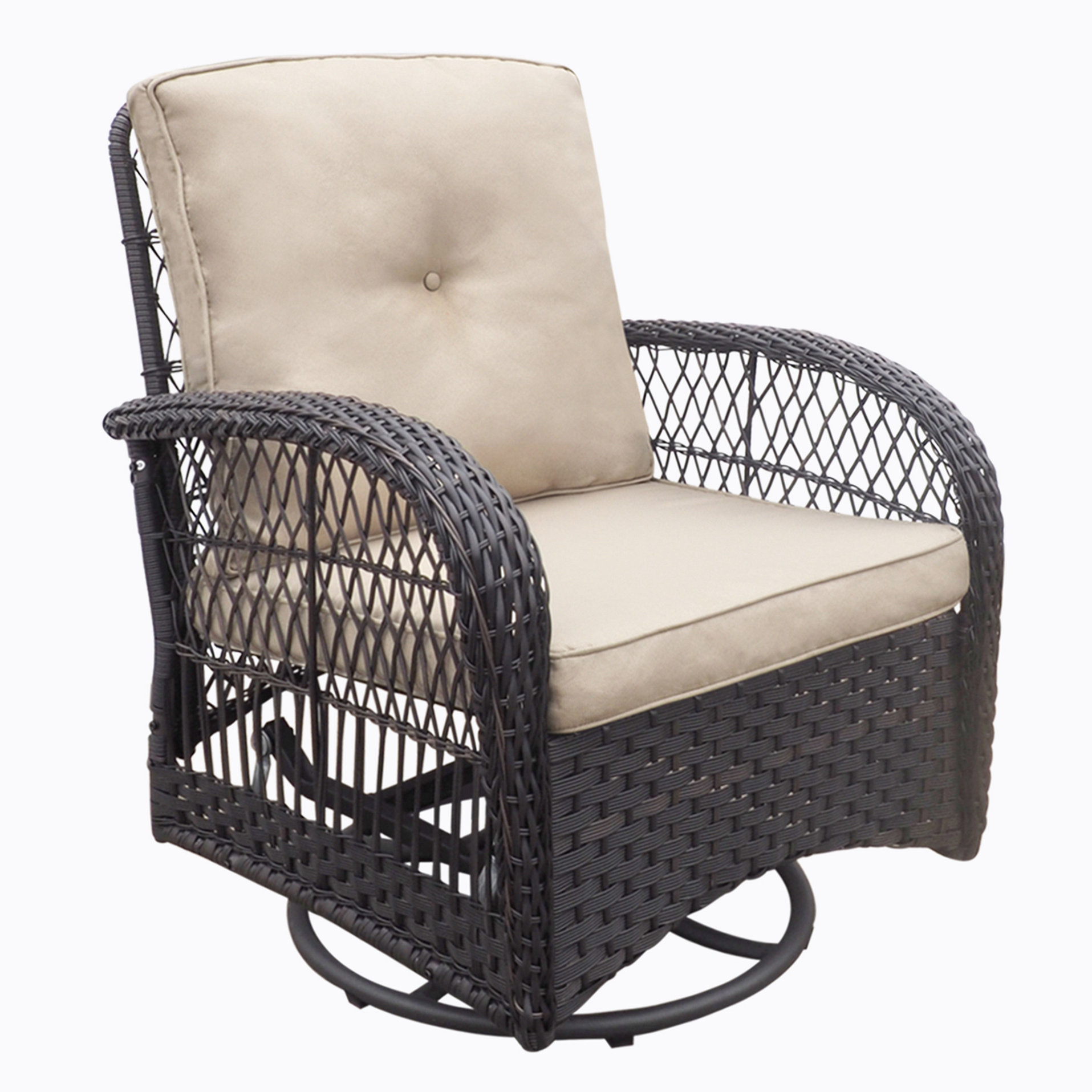 Red Barrel Studio 3 Pieces Conversation Set, Outdoor Wicker Rocker ...