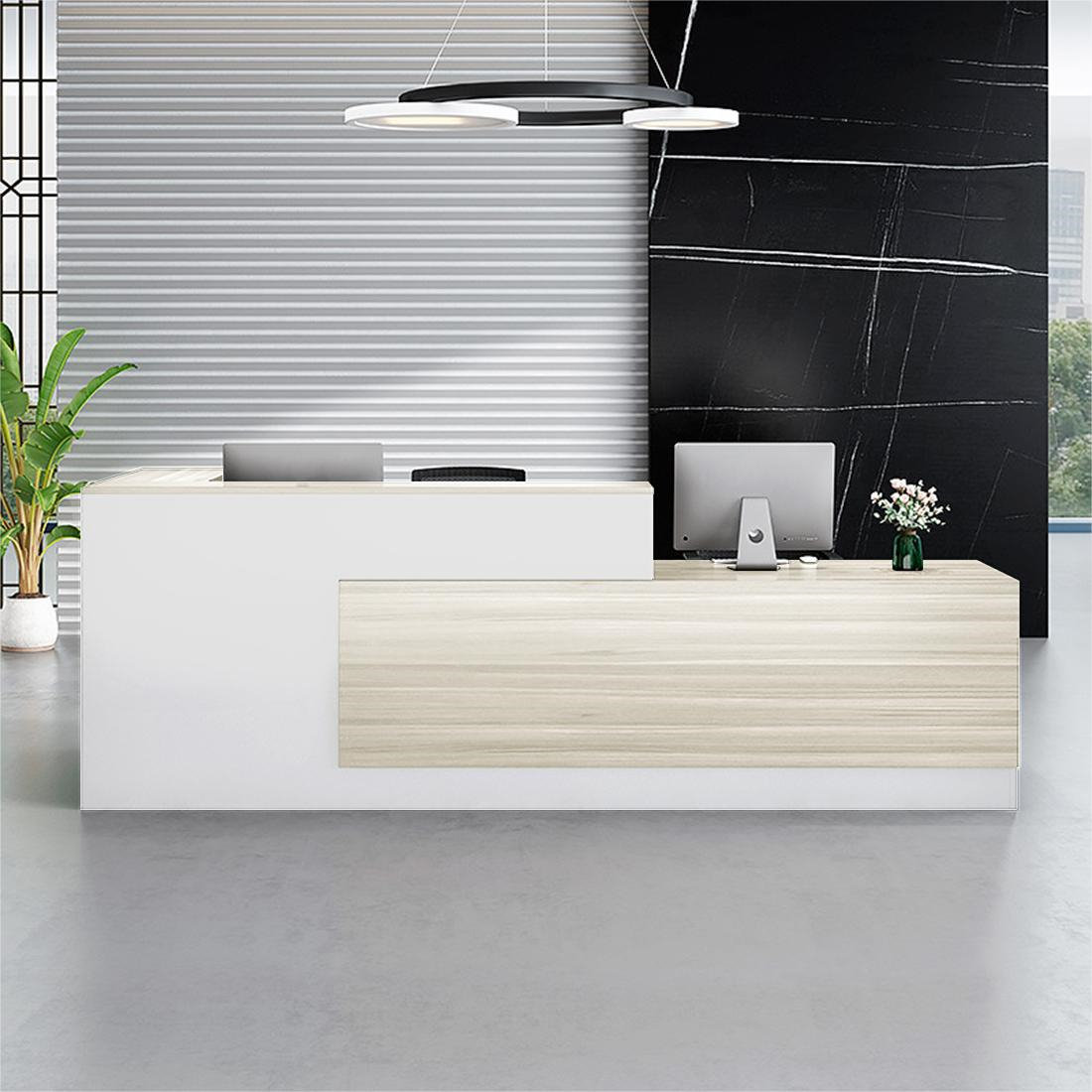 Ebern Designs Ogata L-Shaped Laminate Reception Desk with Filing ...