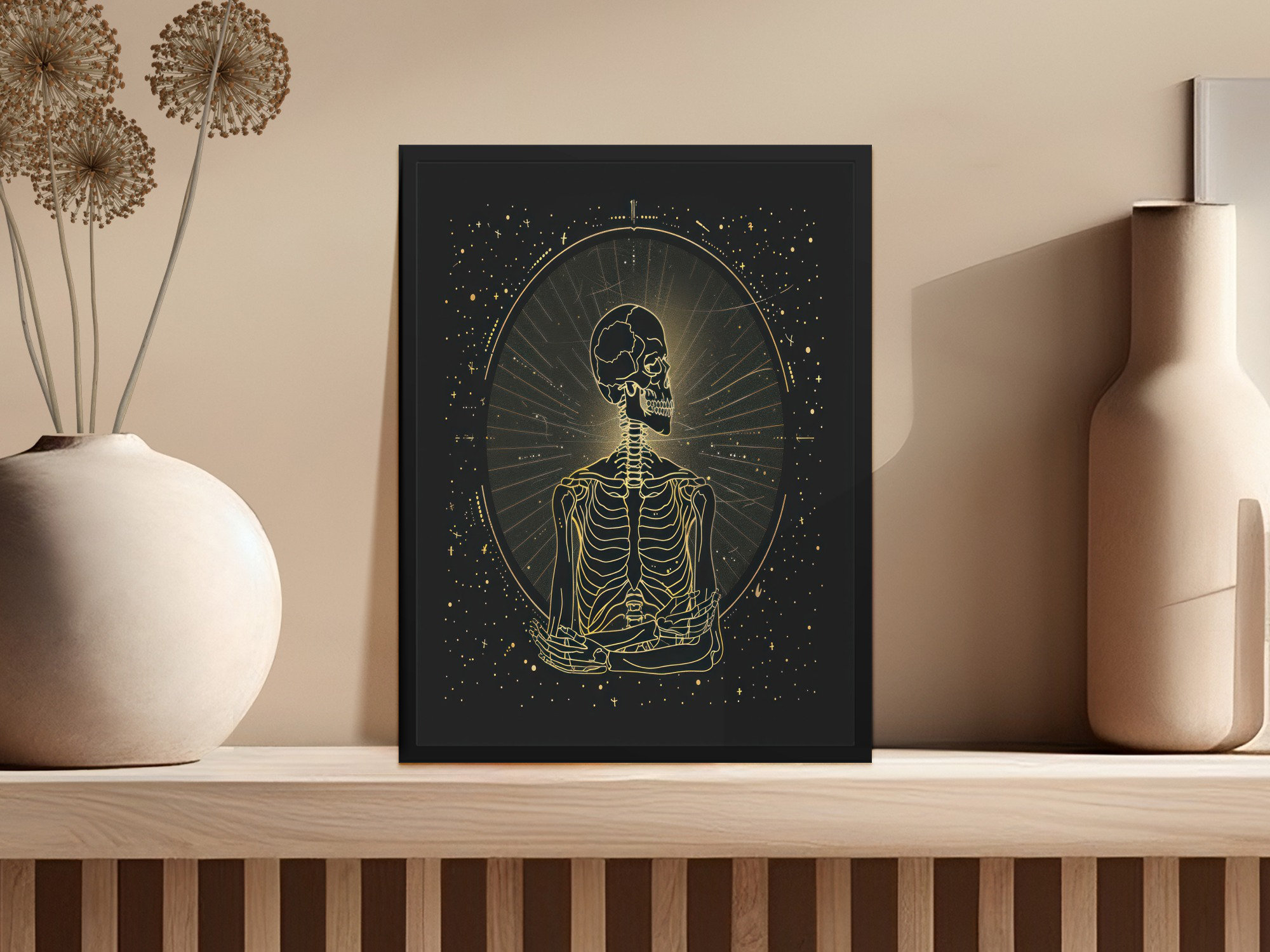 Lark Manor Skeleton in Celestial Orbit Elegant Wall Art Framed Poster ...