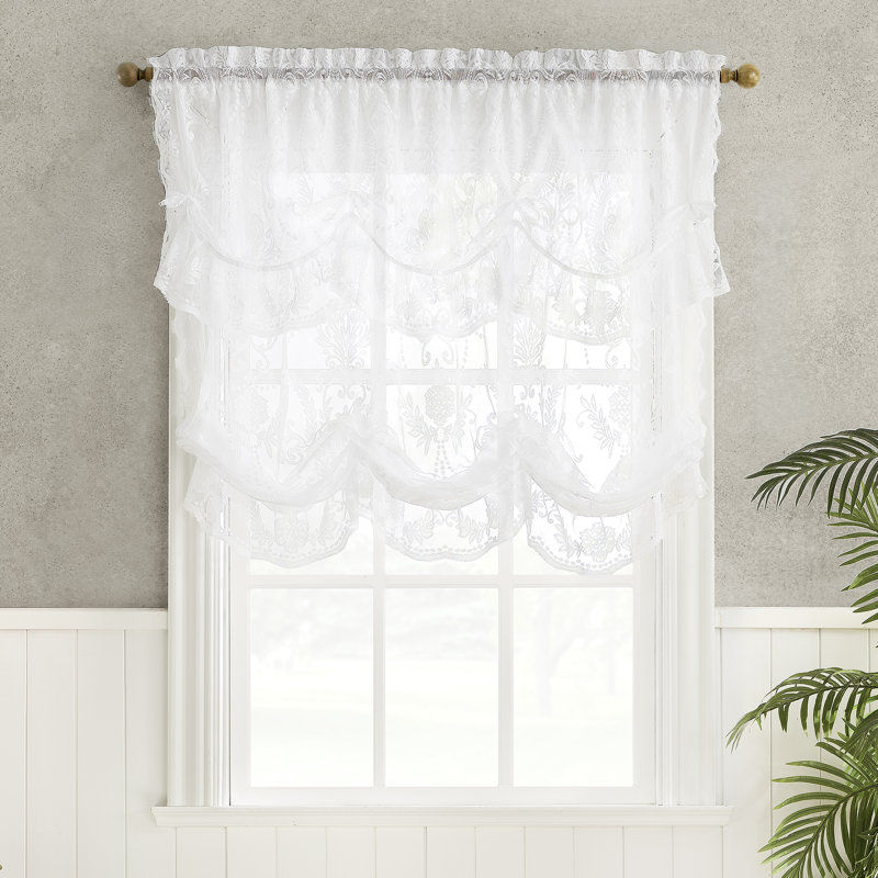 Ophelia & Co. Dakarai Floral Lace Sheer Rod Pocket Window Tie-up Shade ...