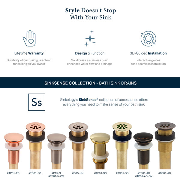 Sinkology SinkSense 1.5" Pop-Up Sink Drain (Polished Copper – No ...