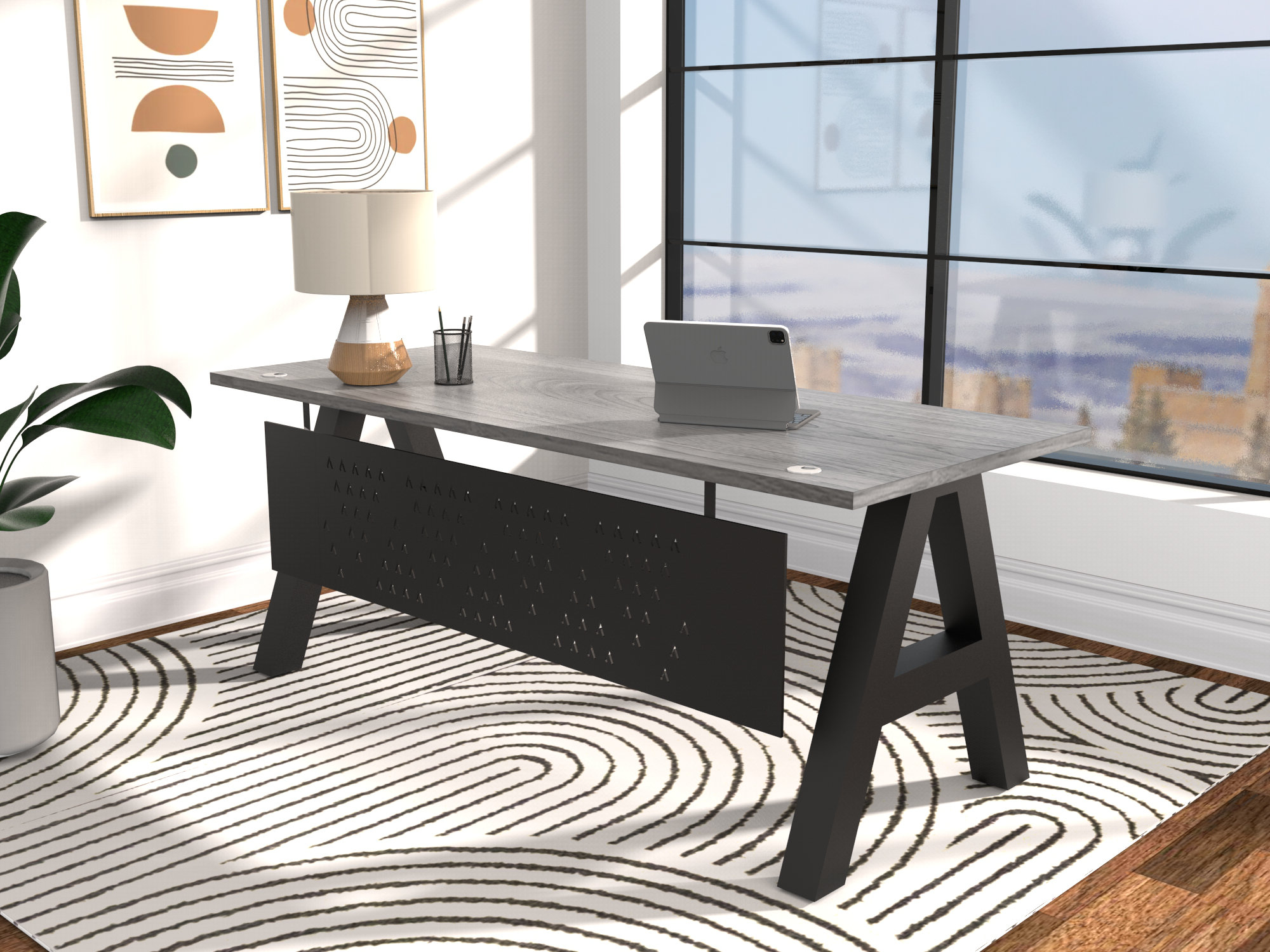 Latitude Run® Modern A-Frame Desk Executive Desk | Wayfair