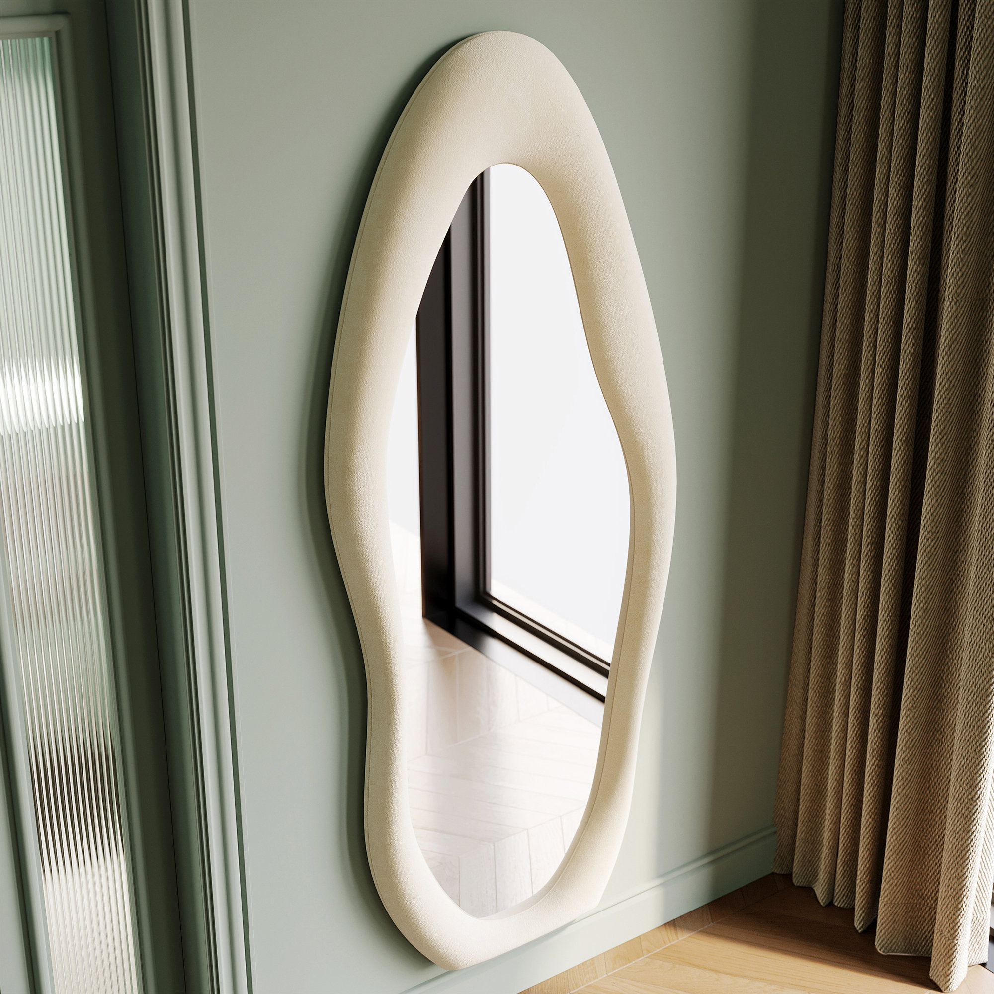 Wrought Studio™ Amon Full Length Mirror Wavy Mirror Floor mirror ...
