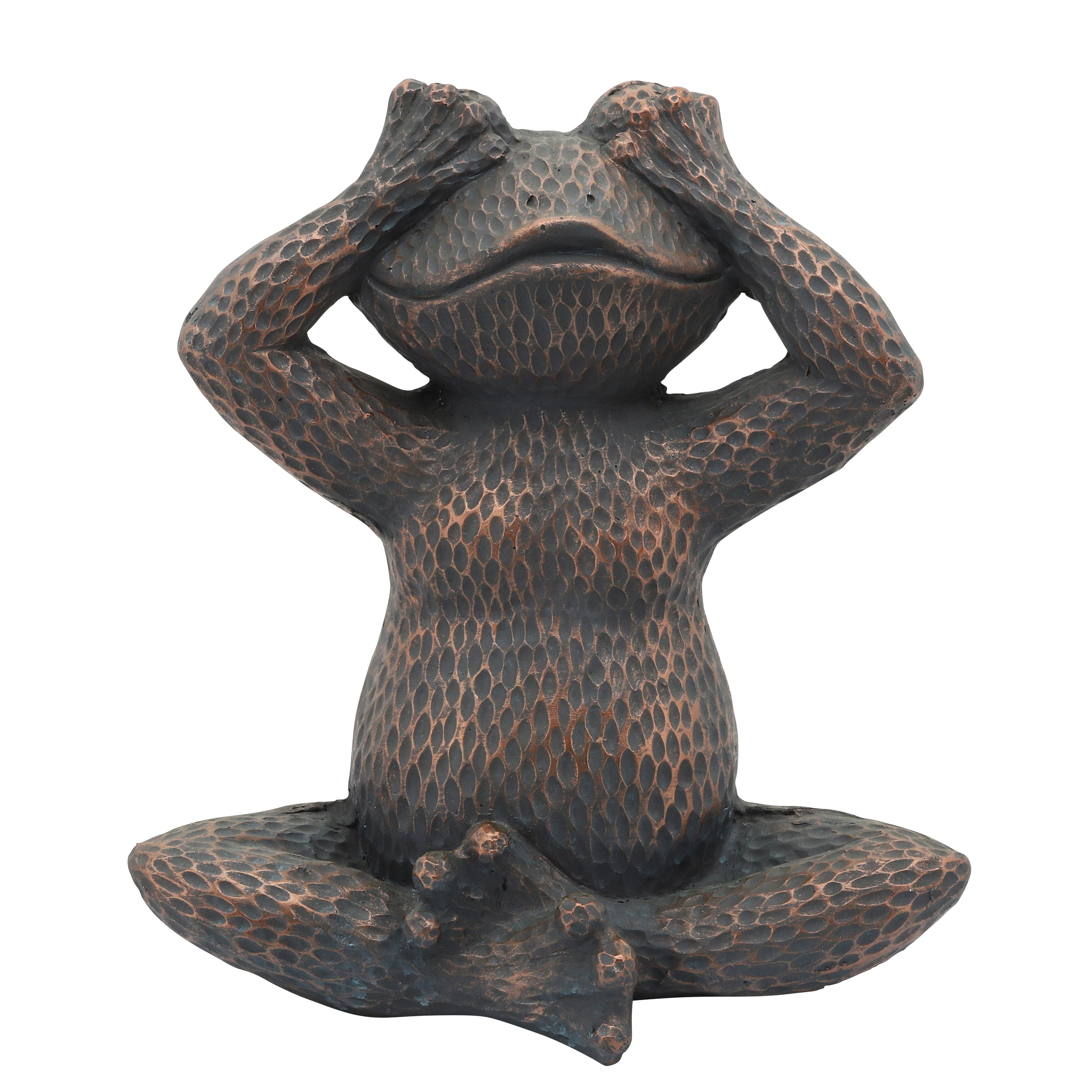 Trinx 16" Polyresin Frog Sculpture, Metallic Blue and Copper ...