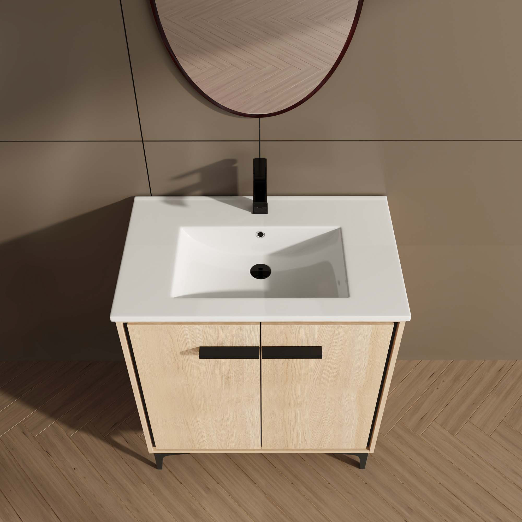 Ebern Designs Bathroom Vanity Base With Basin And 2 Doors | Wayfair
