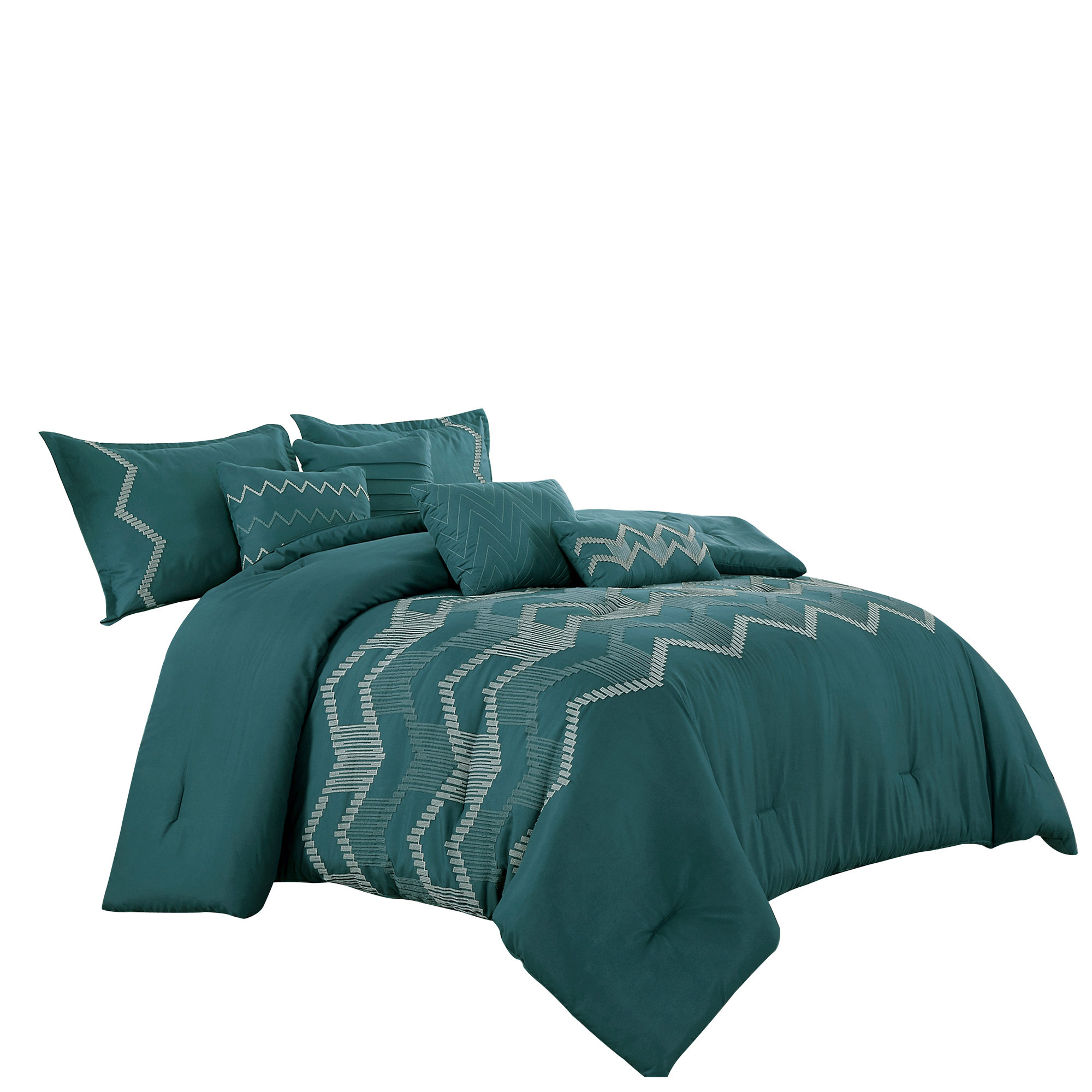Mr Garden Green Gray Microfiber 7 Piece Modern And Contemporary Comforter