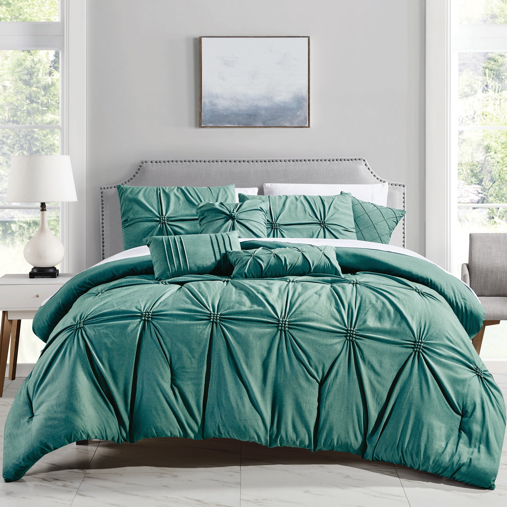 California Outdoor Designs Var Teal Microfiber Modern 7 Piece Comforter ...