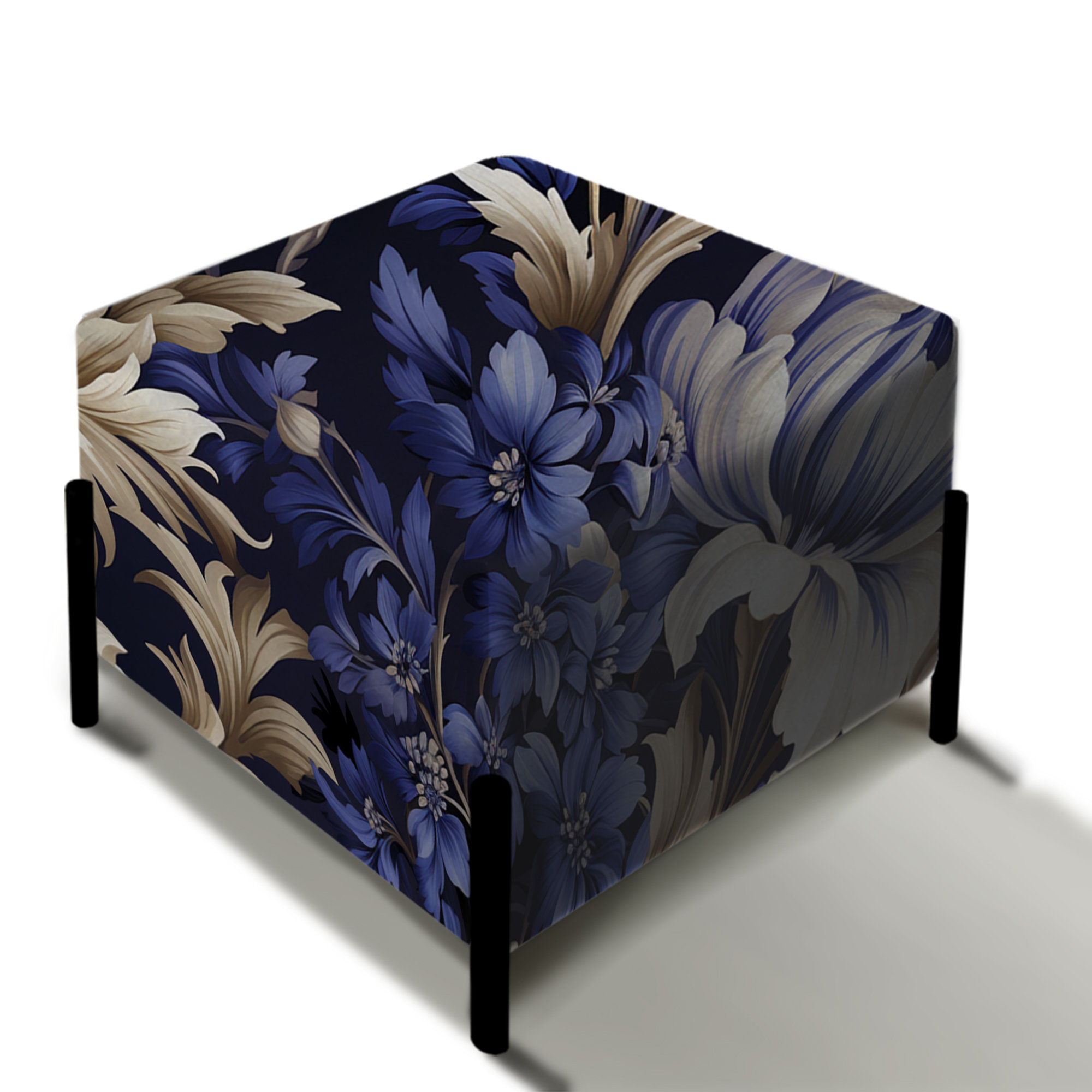 Design Art Regal Cobalt Blue Damask Ii Victorian Pattern - Floral ...