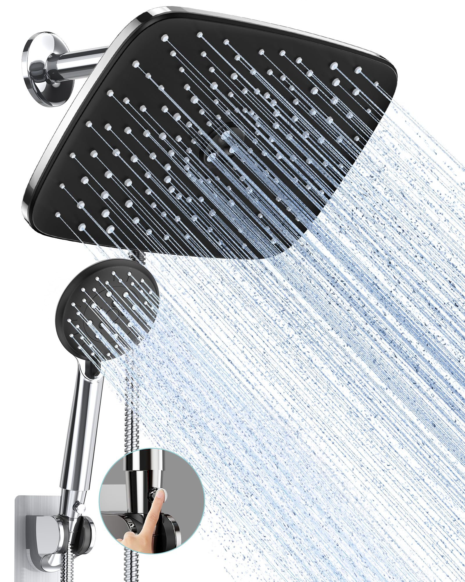 SEASONAL COLLECTIONS, LLC Rectangle Rain Shower Head, Shower Heads With ...