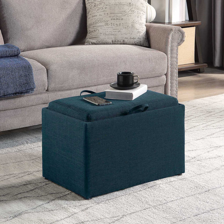 Ebern Designs Saribel 22.75" Wide Fabric Rectangle Ottoman with ...