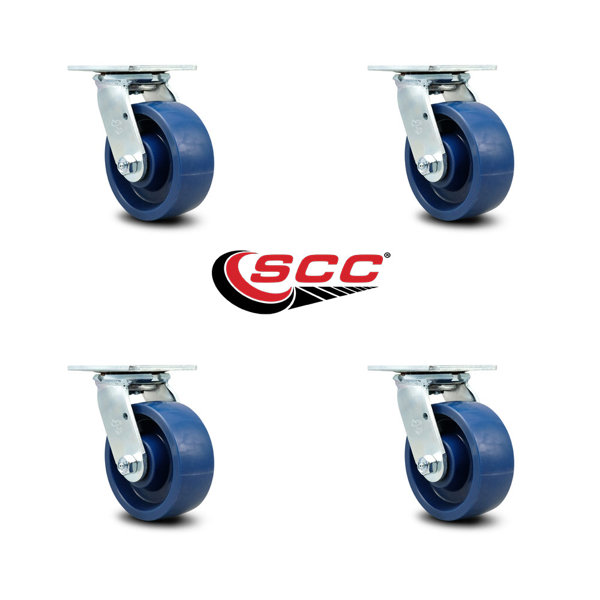 Service Caster 5 Inch Polyurethane Wheel Swivel Caster Set with Roller ...