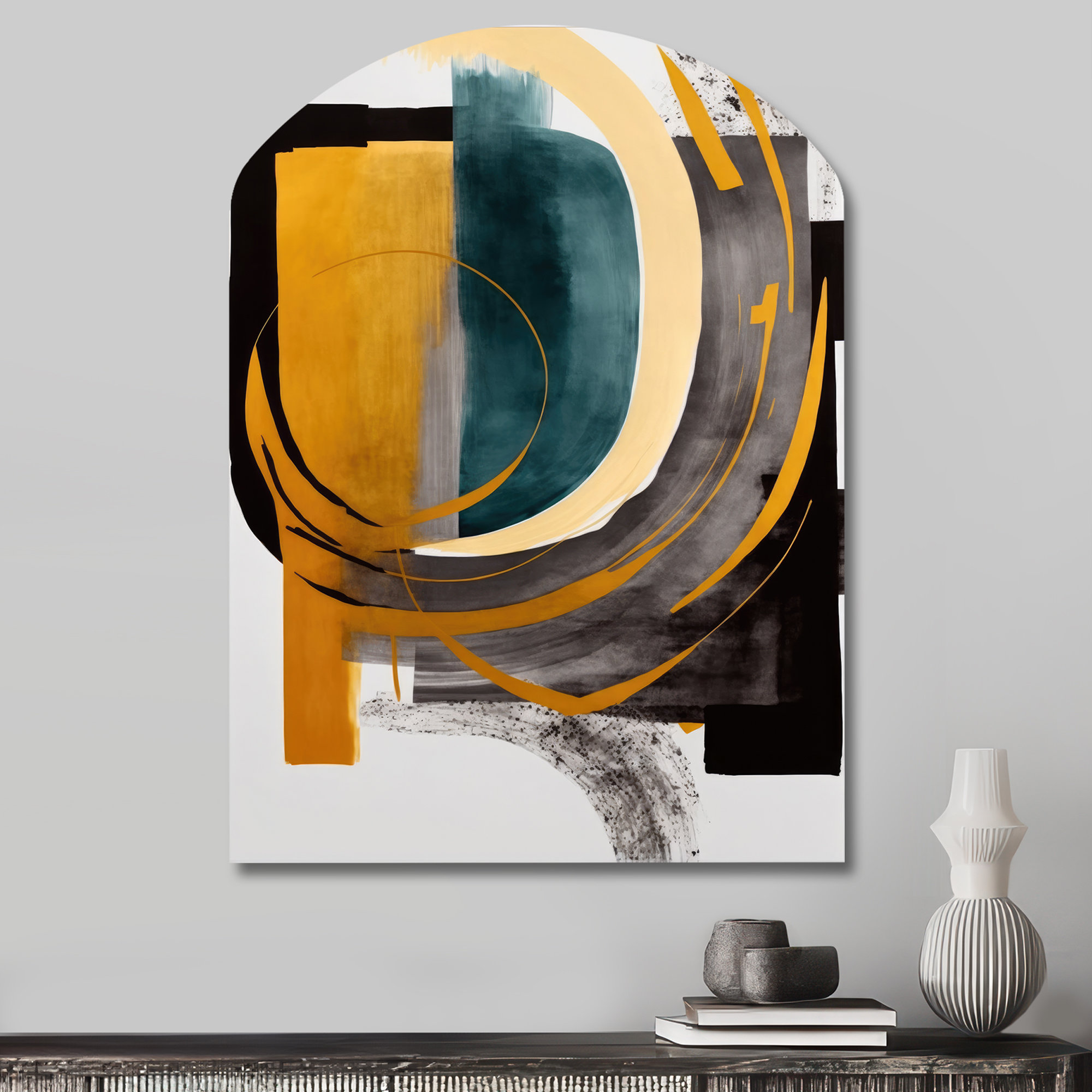 Design Art Modern Green Art Deco IV - Abstract Transitional Arch Shape ...