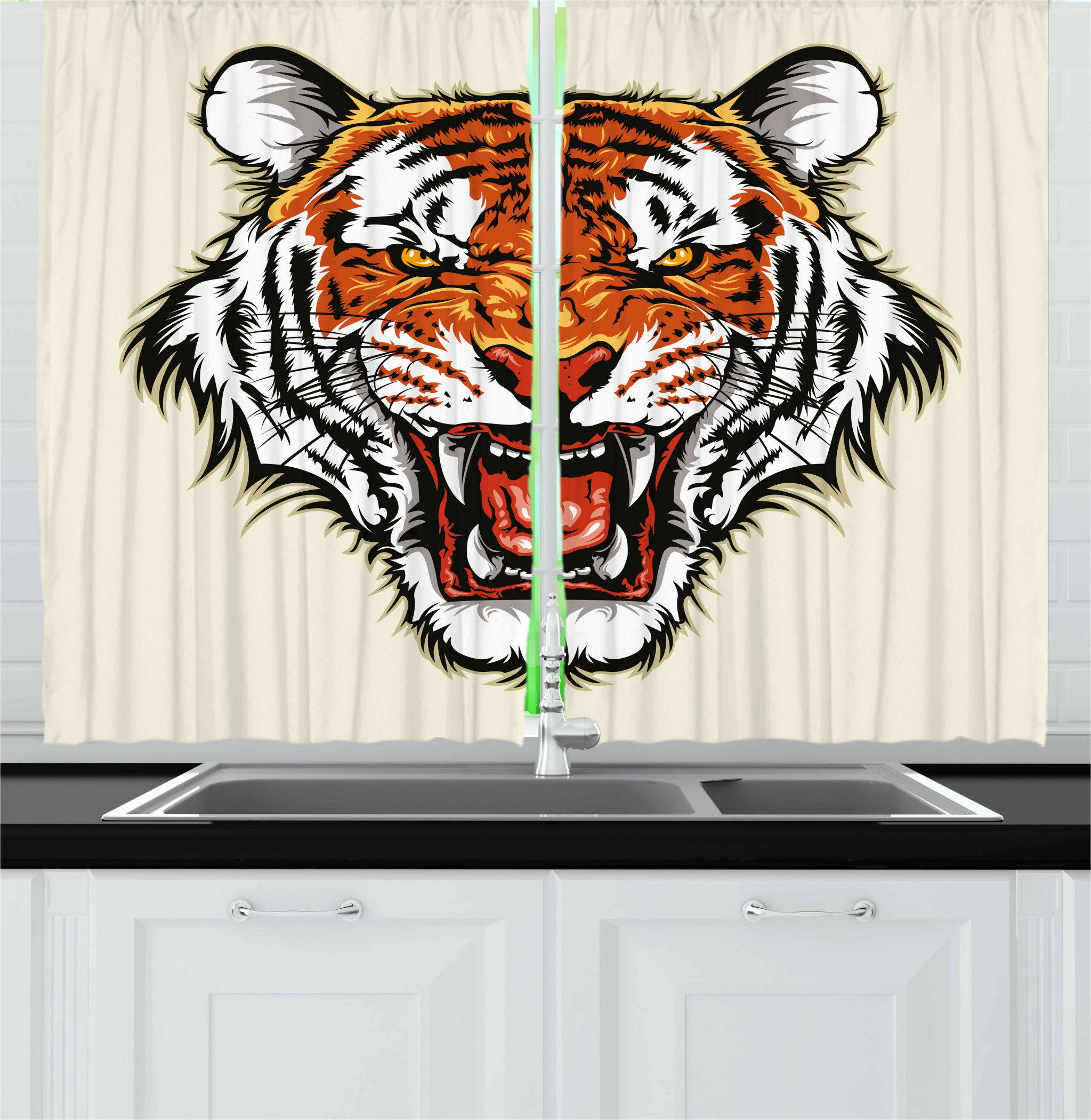 East Urban Home 2 Piece Tiger Angry Ready To Attack Beast With Sharp ...