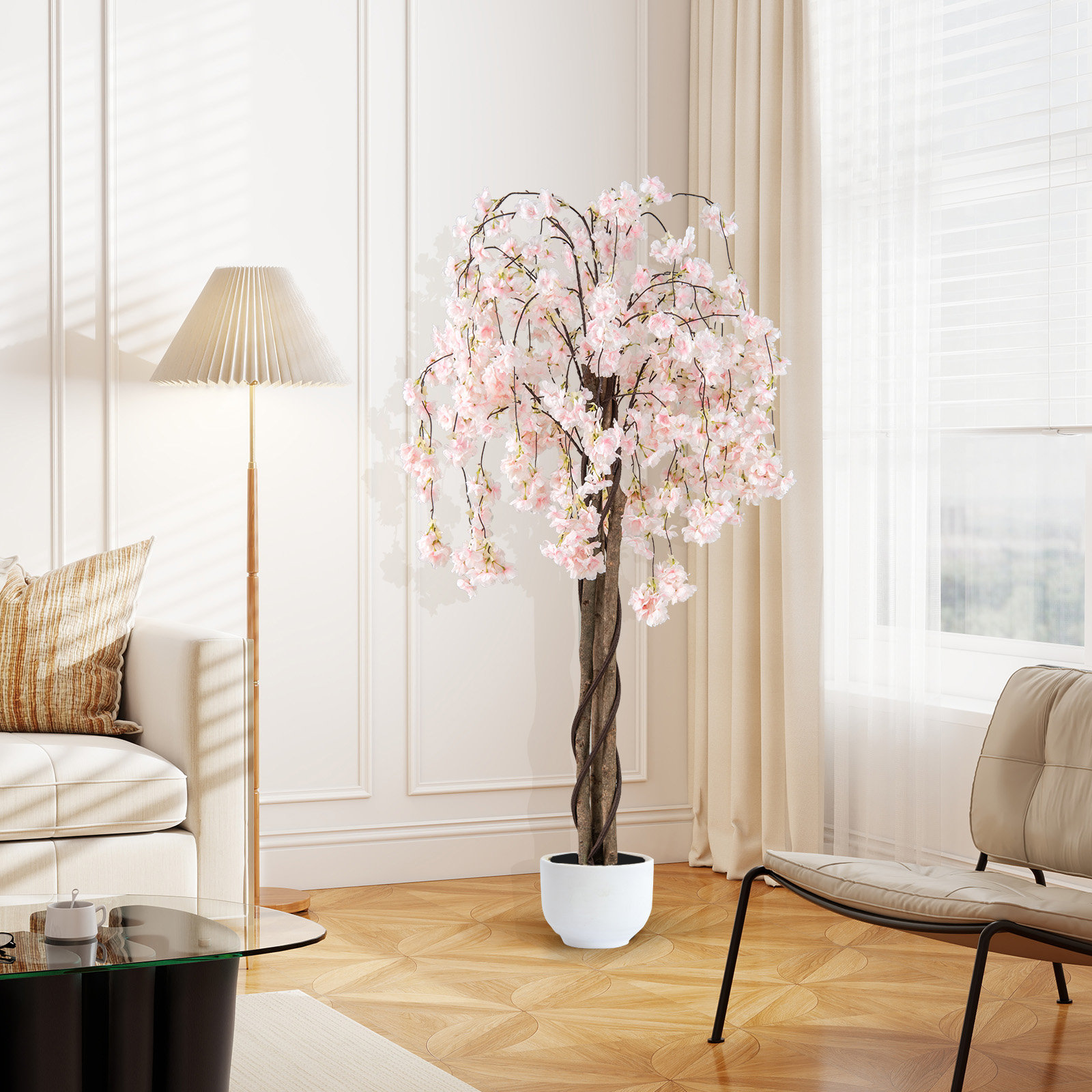 Ophelia & Co. 163CM Tall Artificial Cherry Blossom Tree 1 Pack-White ...