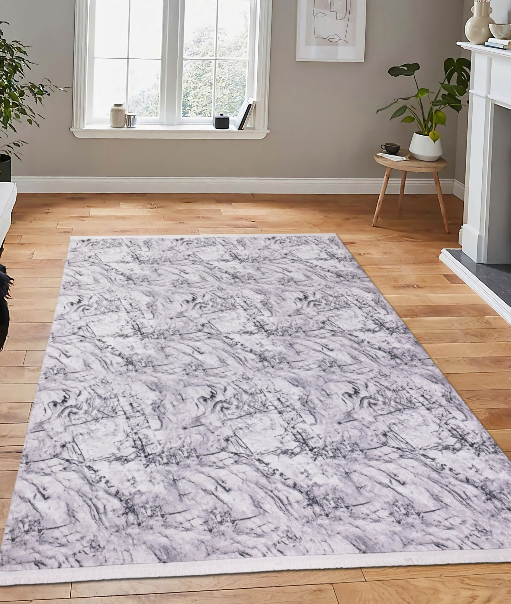 East Urban Home Woke Abstract Machine Woven Velvet Area Rug in Gray ...