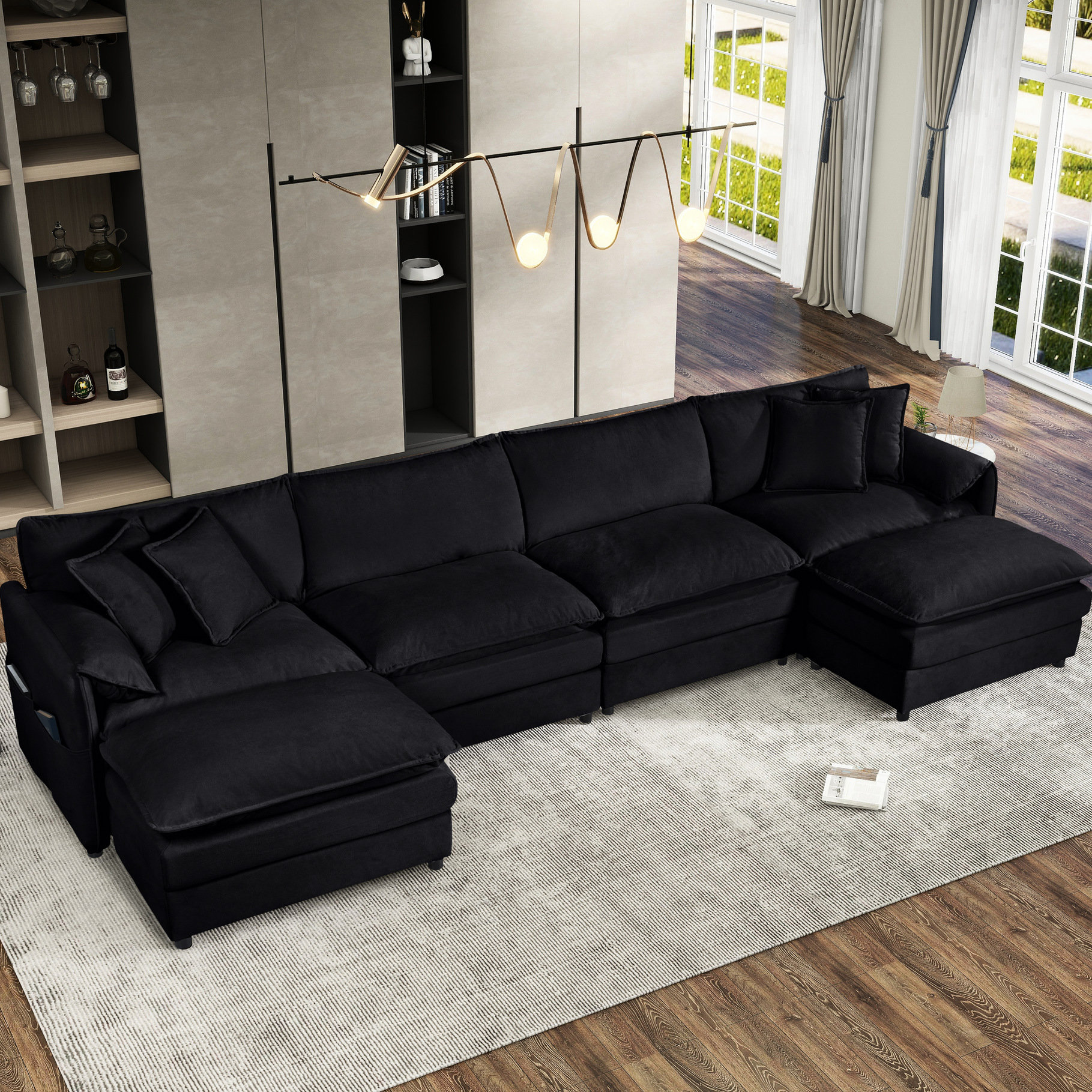 Latitude Run® Medium-Firm Seat , 6 Blue Chenille Couch With Supportive ...