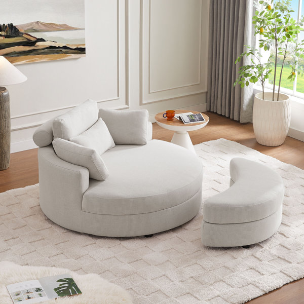 Brayden Studio® Dashton 51.2'' Wide Barrel Chair and Ottoman & Reviews ...