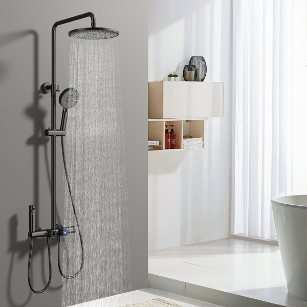 MODLAND Wall Mounted Four Function Thermostatic Bathroom Shower System ...