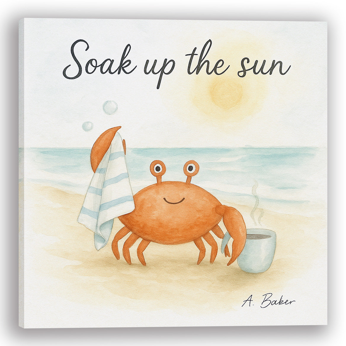 Highland Dunes "Soak Up the Sun" Crab Canvas Wall Art | Wayfair