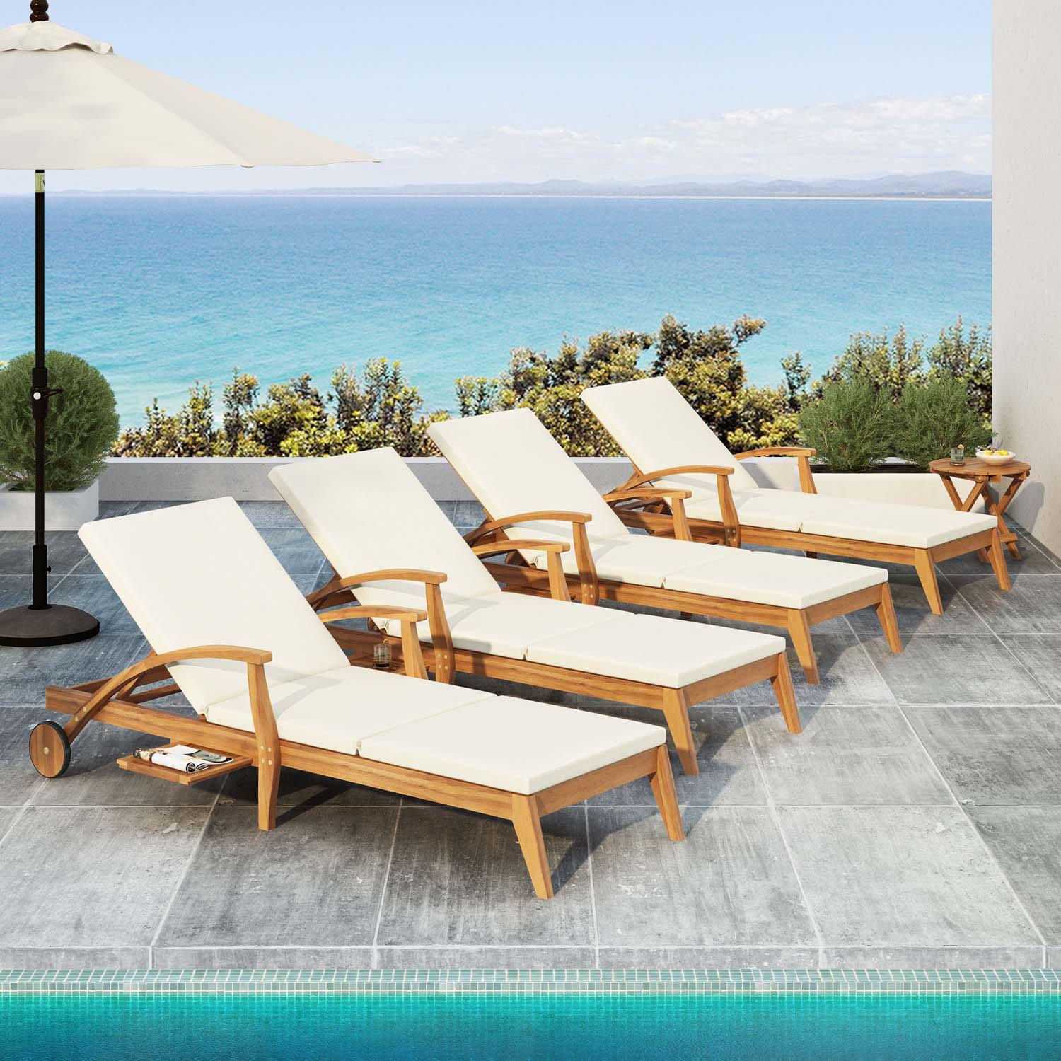 Lark Manor™ OUTDOOR RECLINER SIDE TABLE SET - COMES WITH 2 INCH CUSHION ...
