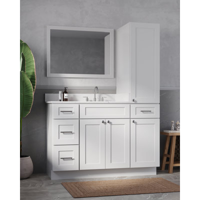 Disar 51' Single Bathroom Vanity With Left Linen Tall Cabinet Dovetail ...
