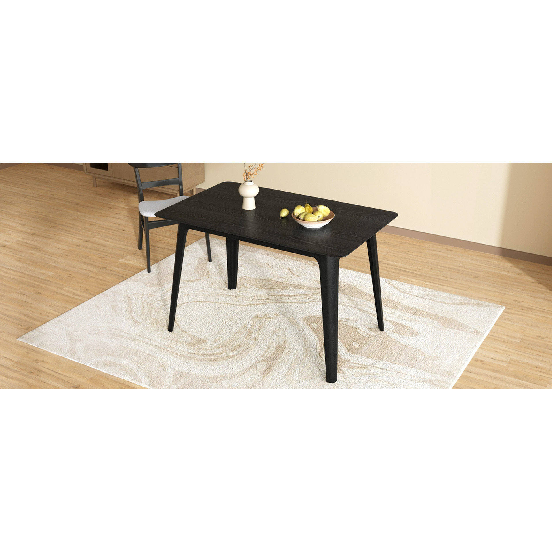 George Oliver Mid - Century Black Dining Table With Rubberwood ...