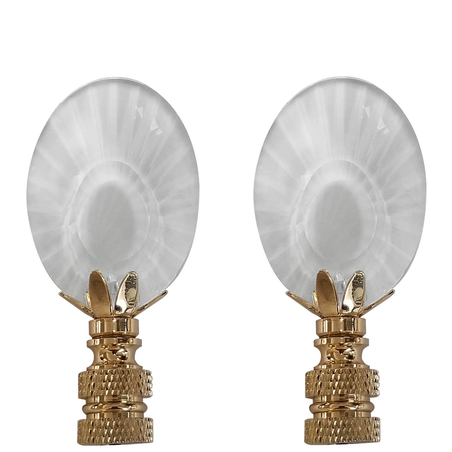 Royal Designs Center Cut Faceted Oval Design Crystal Lamp Finial | Wayfair