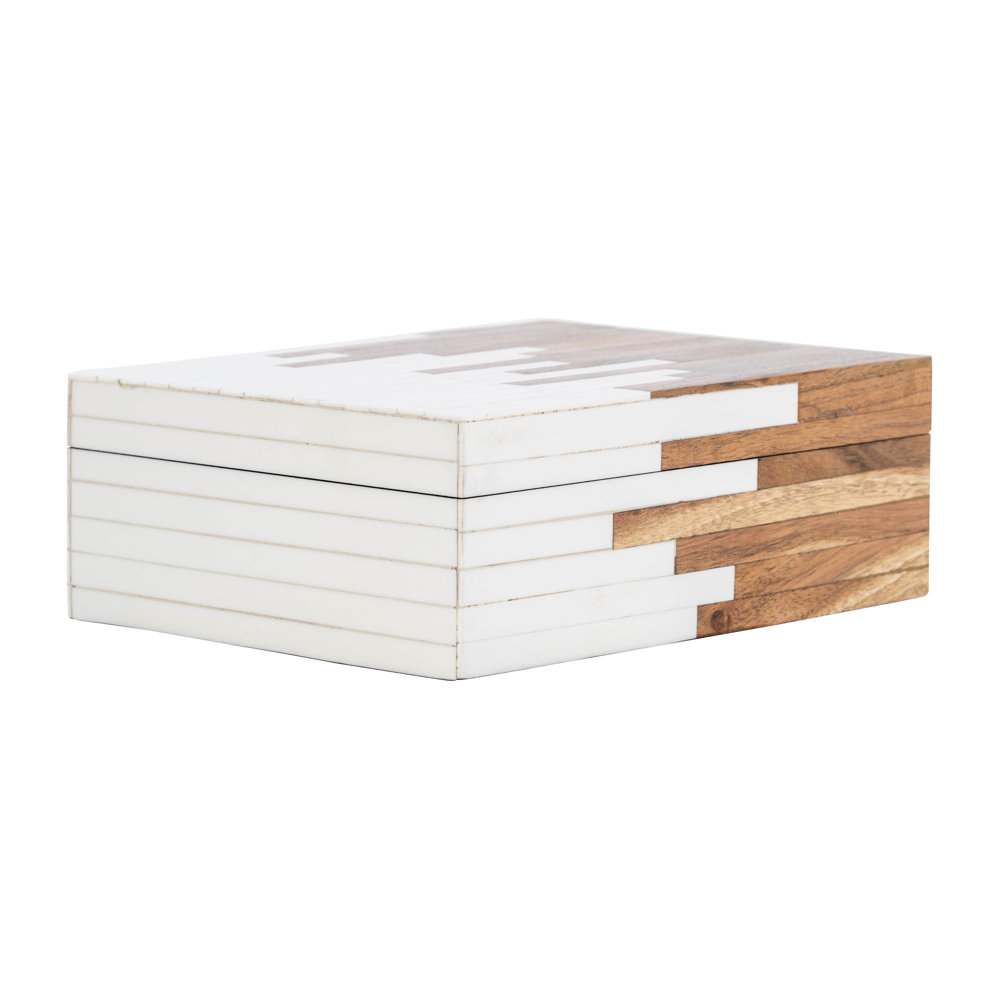 AllModern Set of 3 Decorative Storage Boxes White and Natural Brown ...