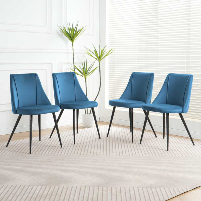 Corrigan Studio® Modern blue velvet dining chair | Wayfair