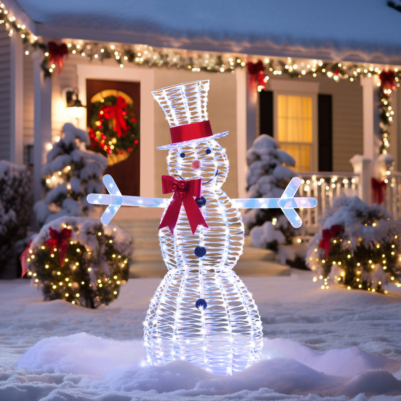 The Twillery Co.® Gutierrez 4.5' Iridescent Snowman Yard Decoration ...