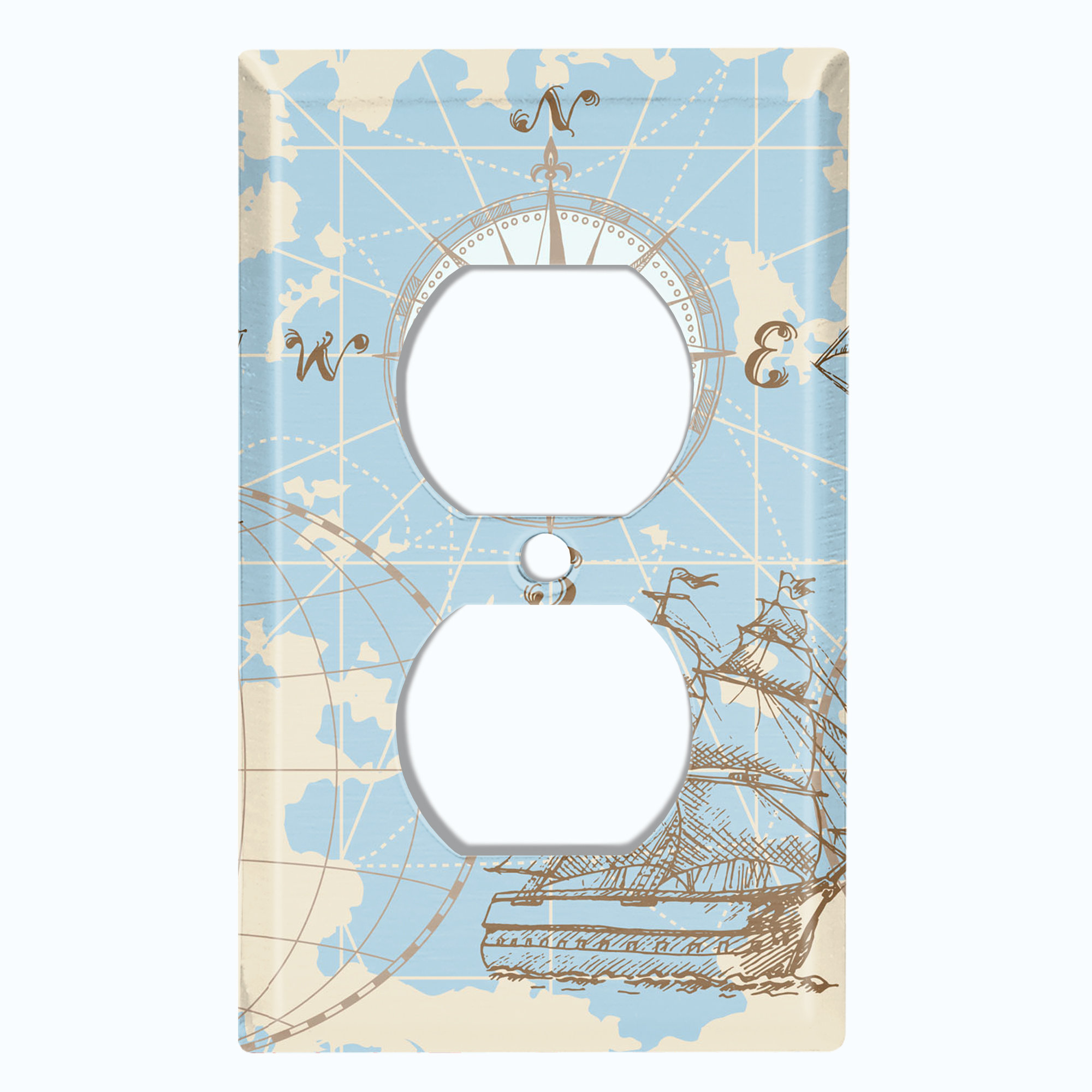 WorldAcc Metal Light Switch Plate Outlet Cover (World Sea Ship Globe ...