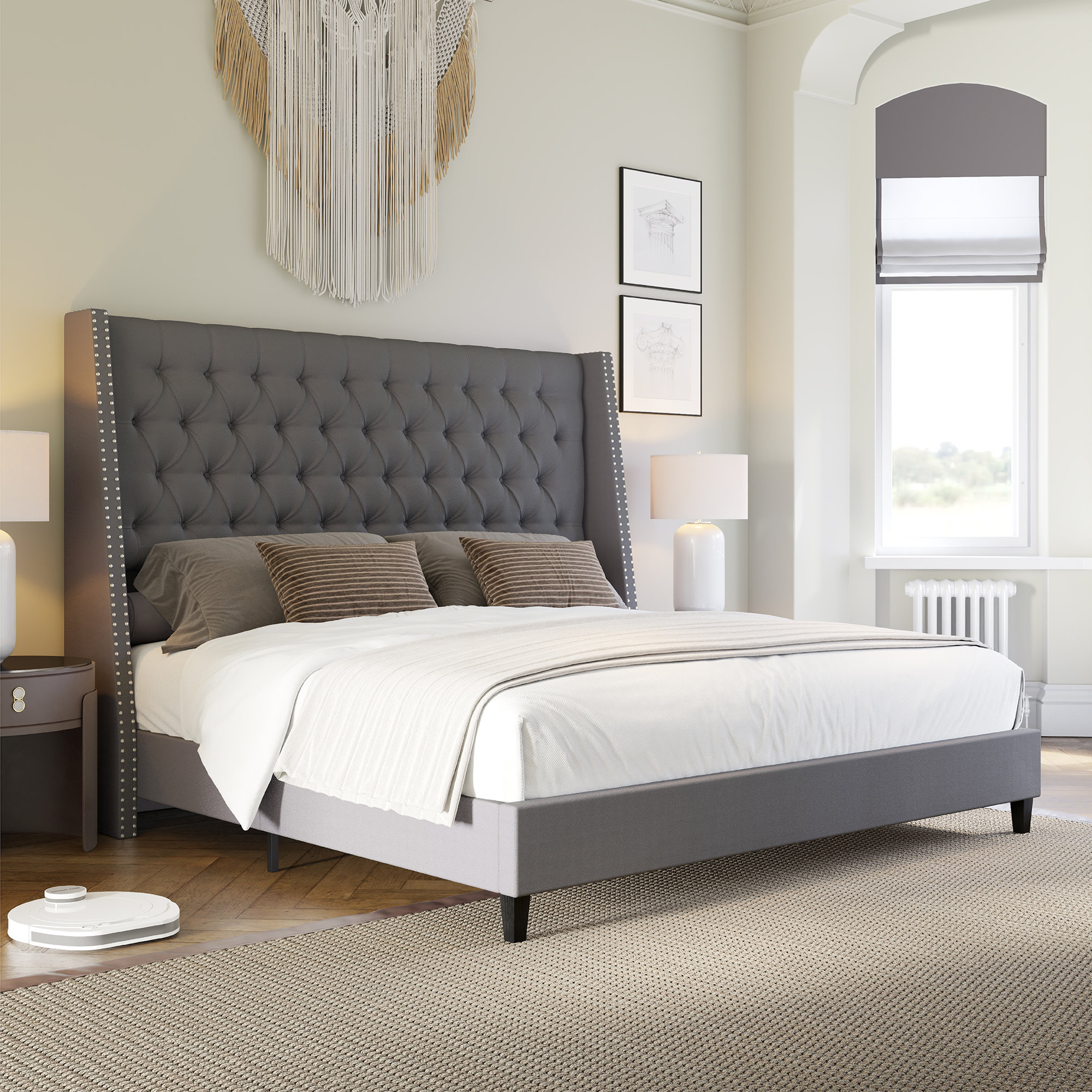 Lark Manor™ Hinkson Low Profile Wingback Bed & Reviews | Wayfair