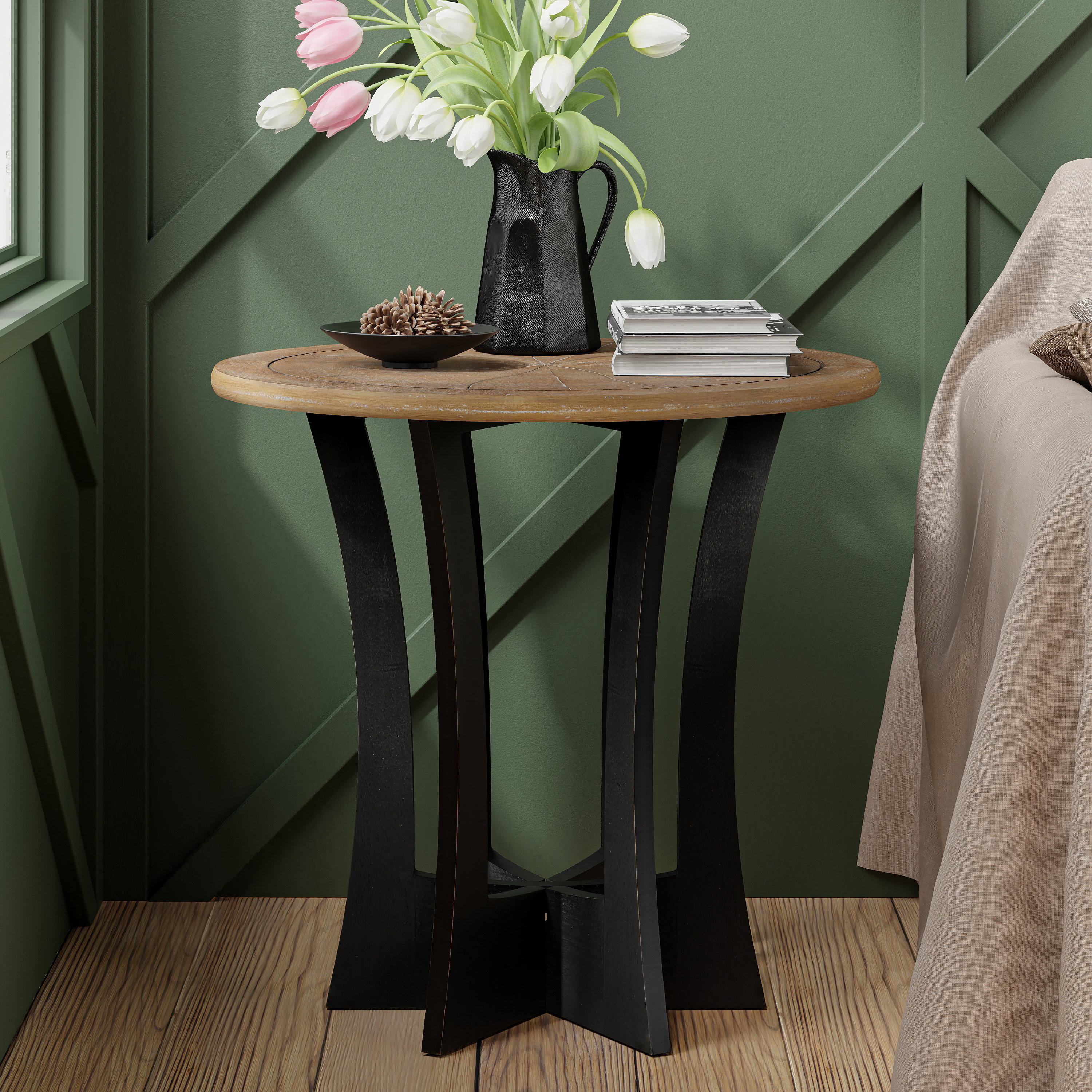 Gracie Oaks Farmhouse Minimalist Square Wood End Table | Wayfair